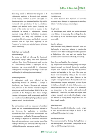 Early growth of Syzygium tripinnatum (Blanco) Merr. seedlings ...