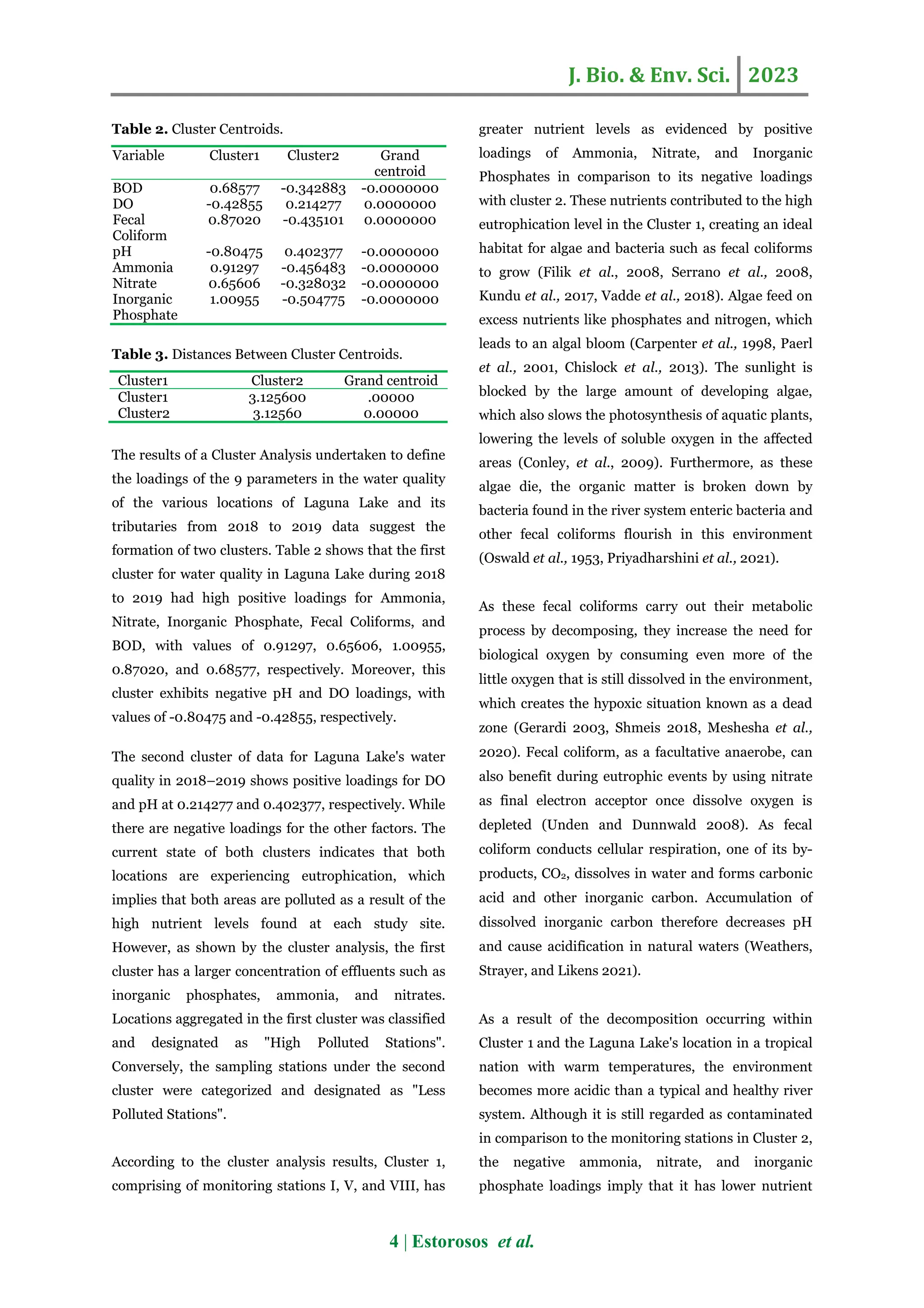 Assessment Of Spatial Variations In Surface Water Quality Of Laguna Lake Stations Using Cluster