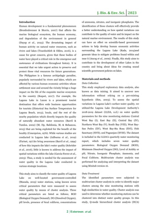 Assessment of spatial variations in surface water quality of Laguna ...