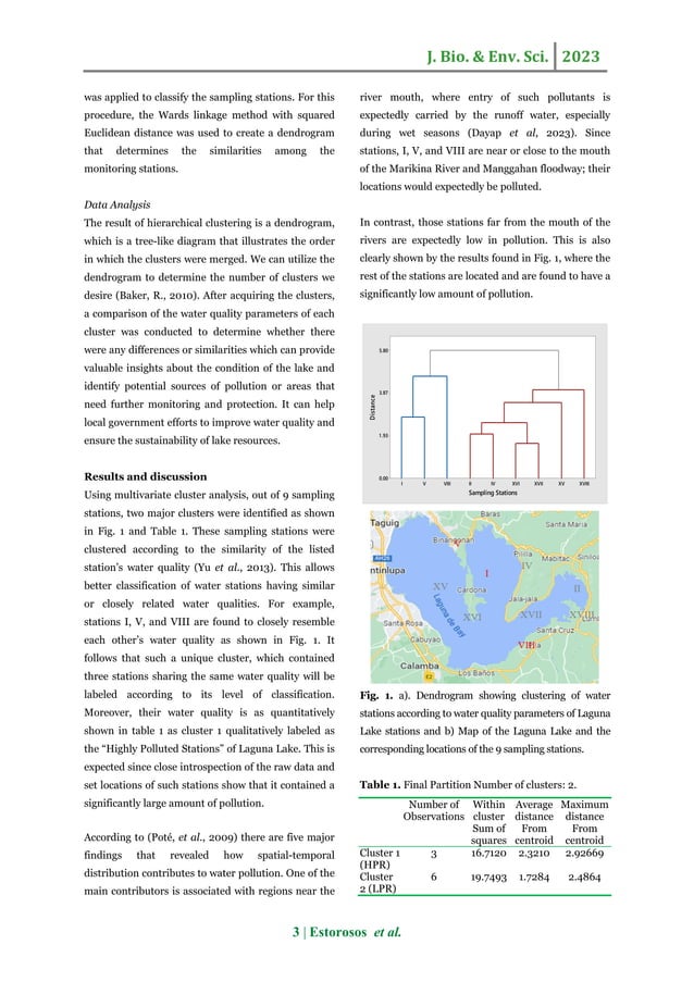 Assessment of spatial variations in surface water quality of Laguna Lake stations using cluster ...