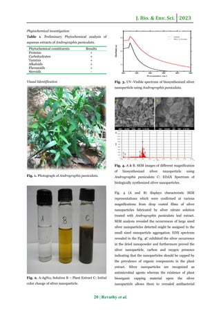 Rapid biosynthesis of highly stabilized nano silver by Andrographis paniculata leaf extract; A ...