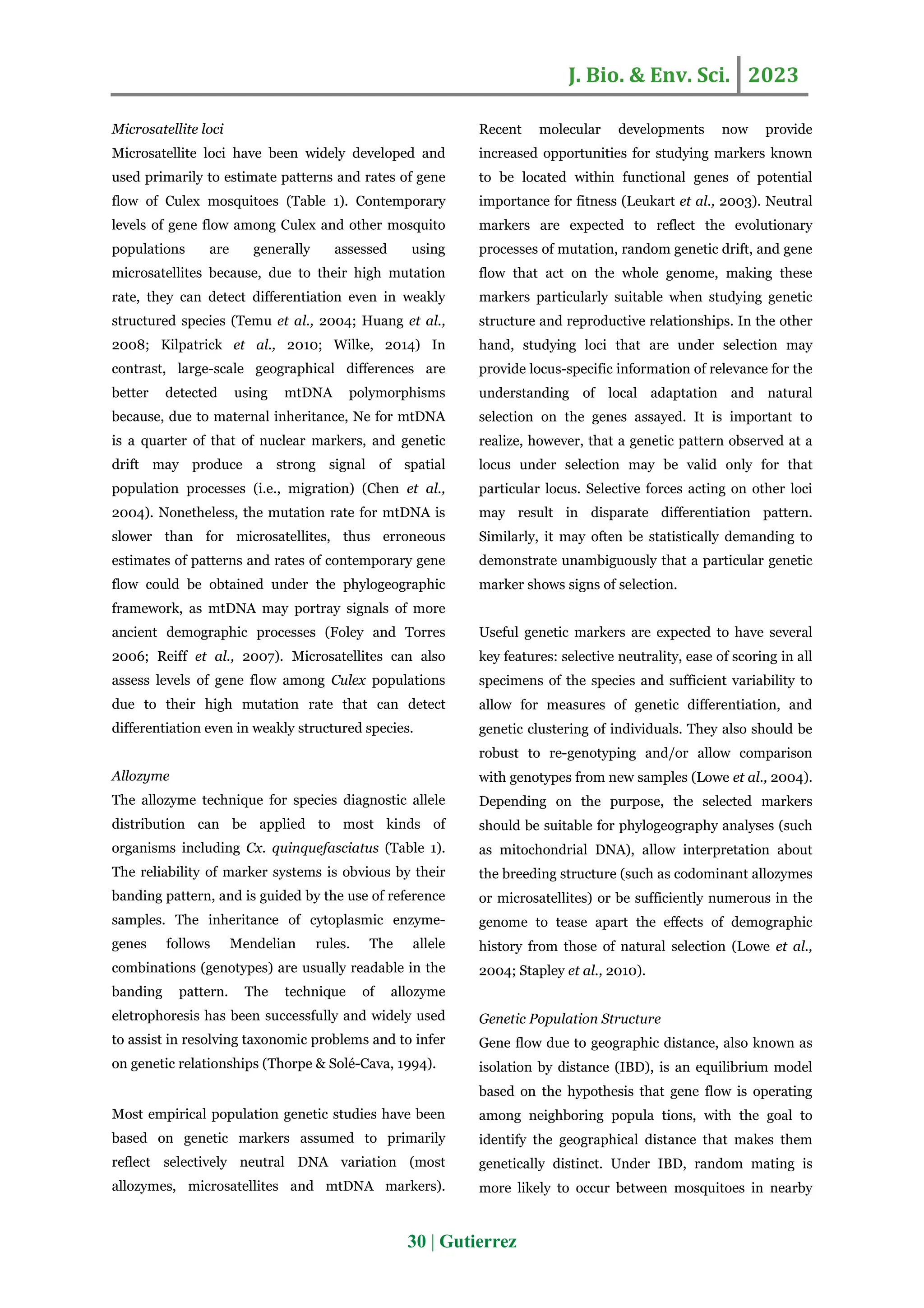 Genetic population structure of West Nile Virus vector Mosquitoes | PDF