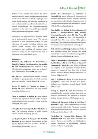 Genetic population structure of West Nile Virus vector Mosquitoes | PDF