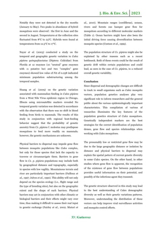 Genetic population structure of West Nile Virus vector Mosquitoes | PDF