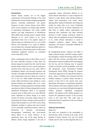 Farmers experiences of climate information forecast use in Benin, West ...