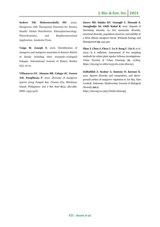 Plant community structure and diversity assessment of selected mangrove ...