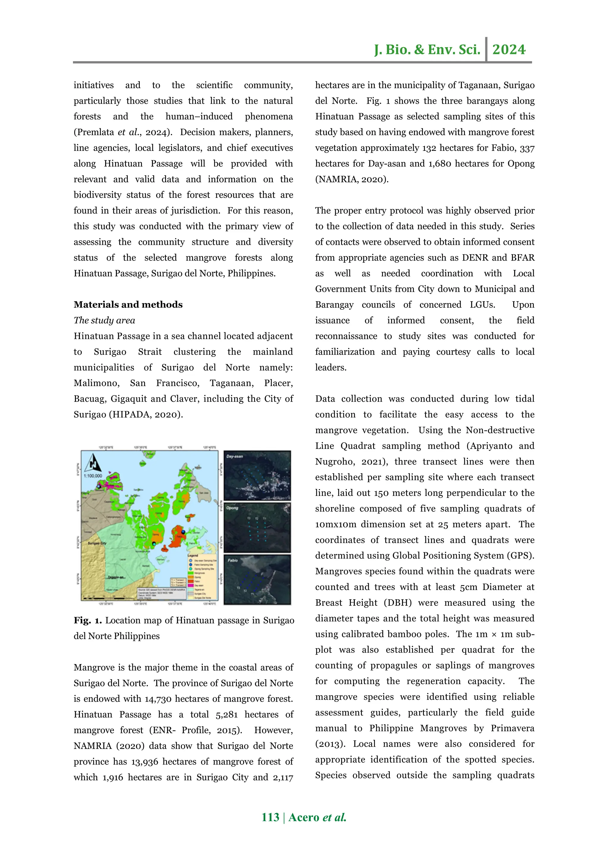 Plant community structure and diversity assessment of selected mangrove ...