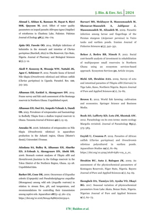 Ectoparasite infestation of Oreochromis niloticus and Clarias ...