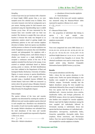 Assessing trees and vascular epiphyte species diversity in Calabar ...