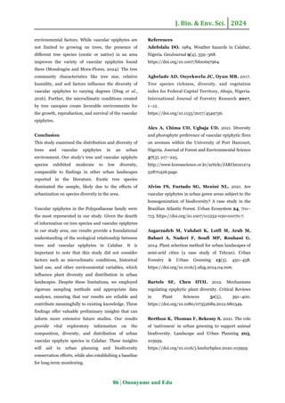 Assessing trees and vascular epiphyte species diversity in Calabar ...