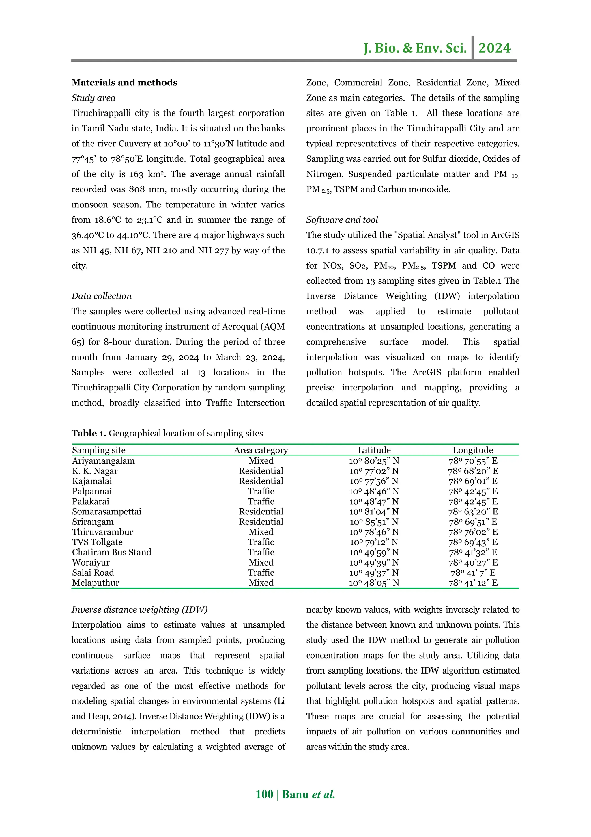Spatial distribution map of air pollutants and its impact on human health for Tiruchirappalli ...