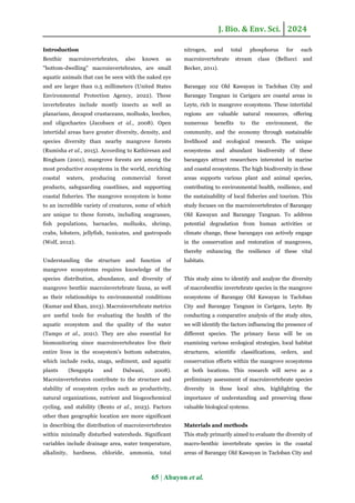 Diversity of macrobenthic invertebrates in the mangrove ecosystem of ...