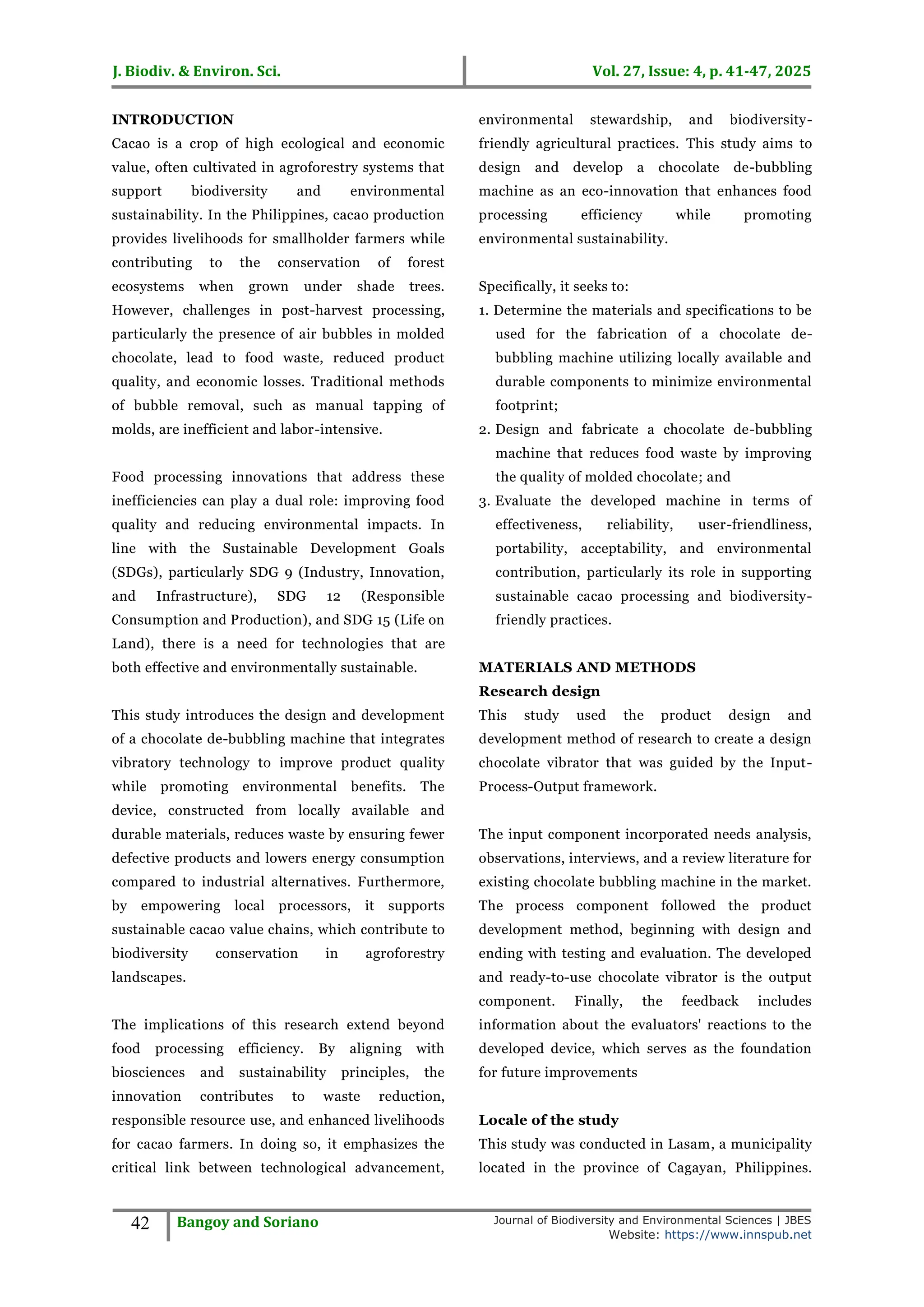 Design and development of a sustainable chocolate de-bubbling machine to reduce food waste and ...