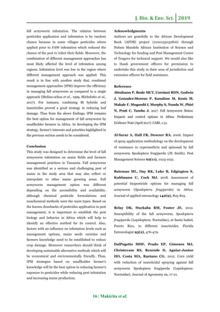 Fall armyworm infestation and management practices on maize fields of ...