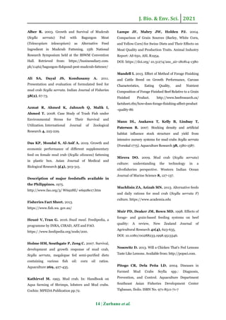 Growth and protein content of mud crabs (Scylla serrata) fed with different natural feeds | JBES ...