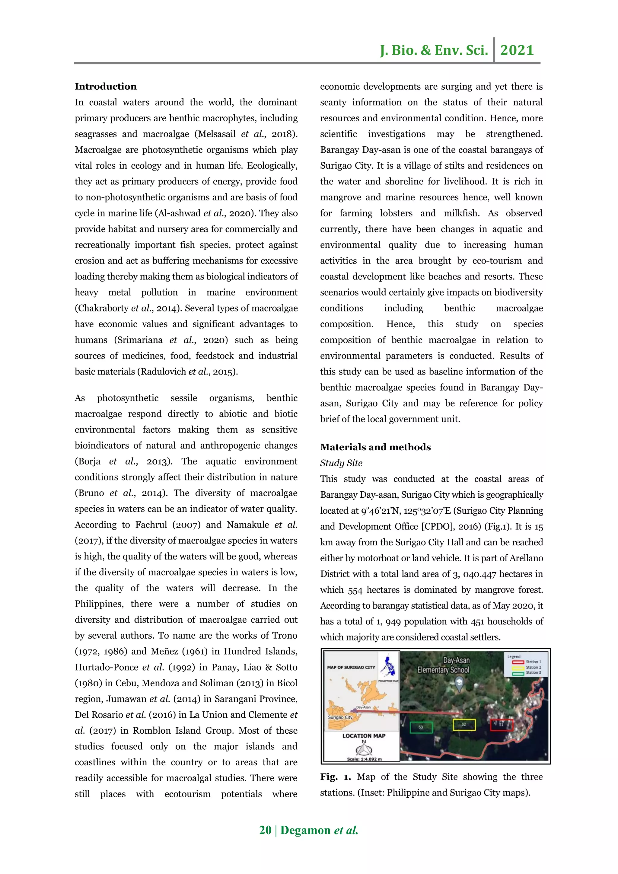 Species composition of benthic macroalgae in the coastal areas of ...