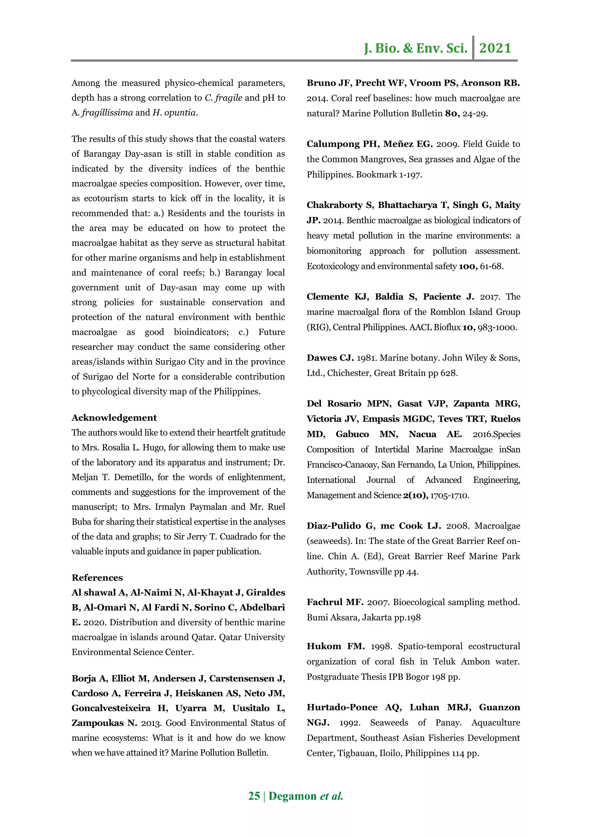 Species composition of benthic macroalgae in the coastal areas of ...