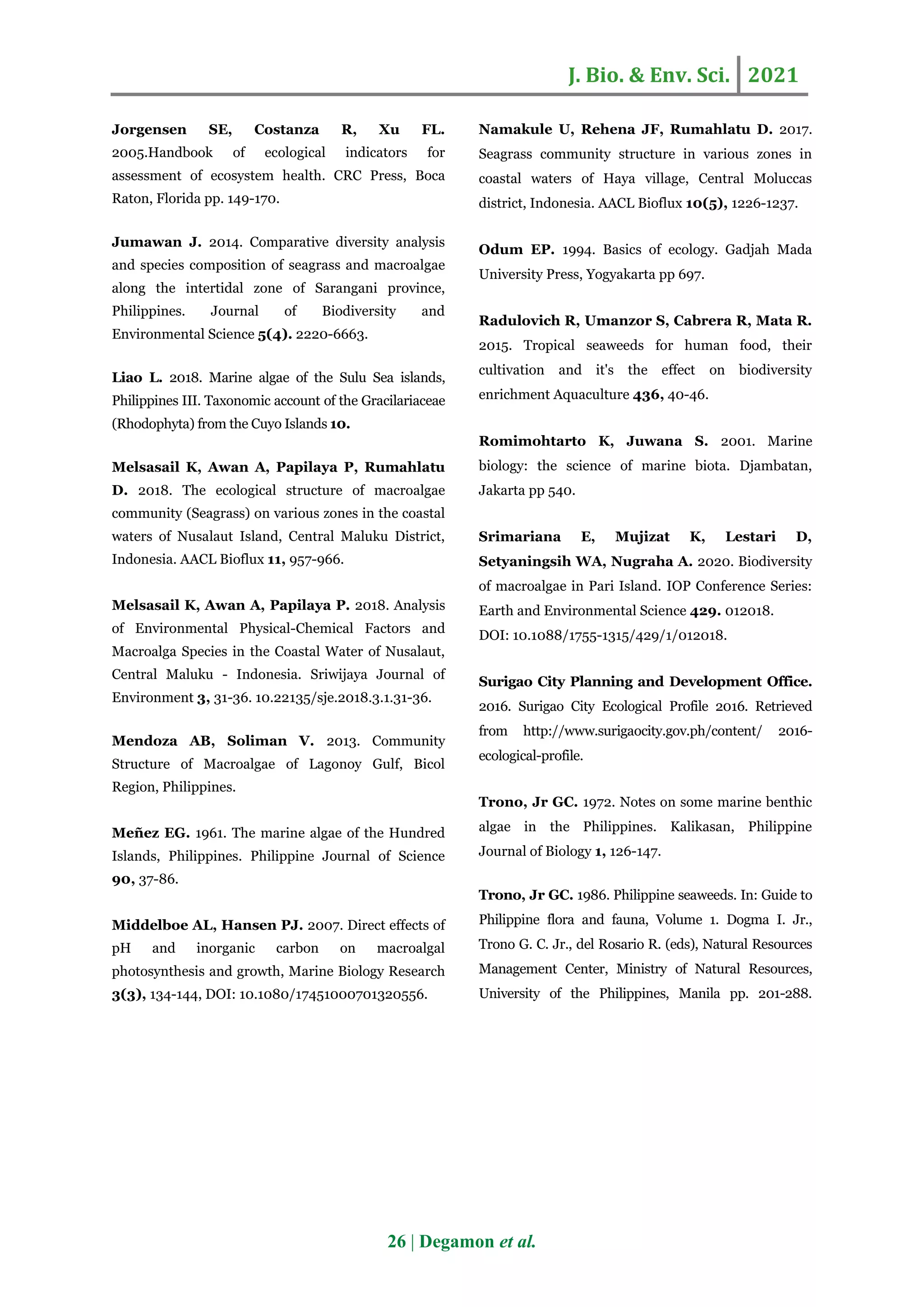Species composition of benthic macroalgae in the coastal areas of ...