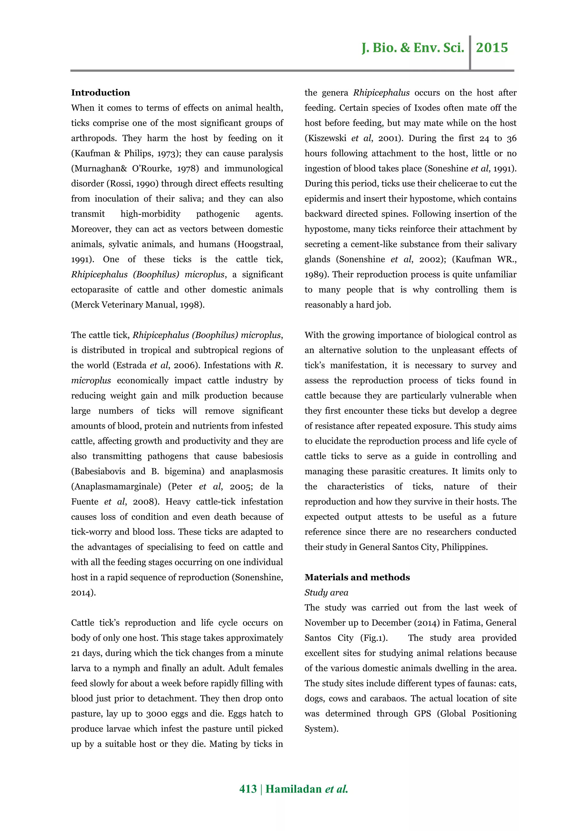 Elucidation of cow tick Rhipicephalus microplus (formerly Boophilus microplus) reproduction in ...