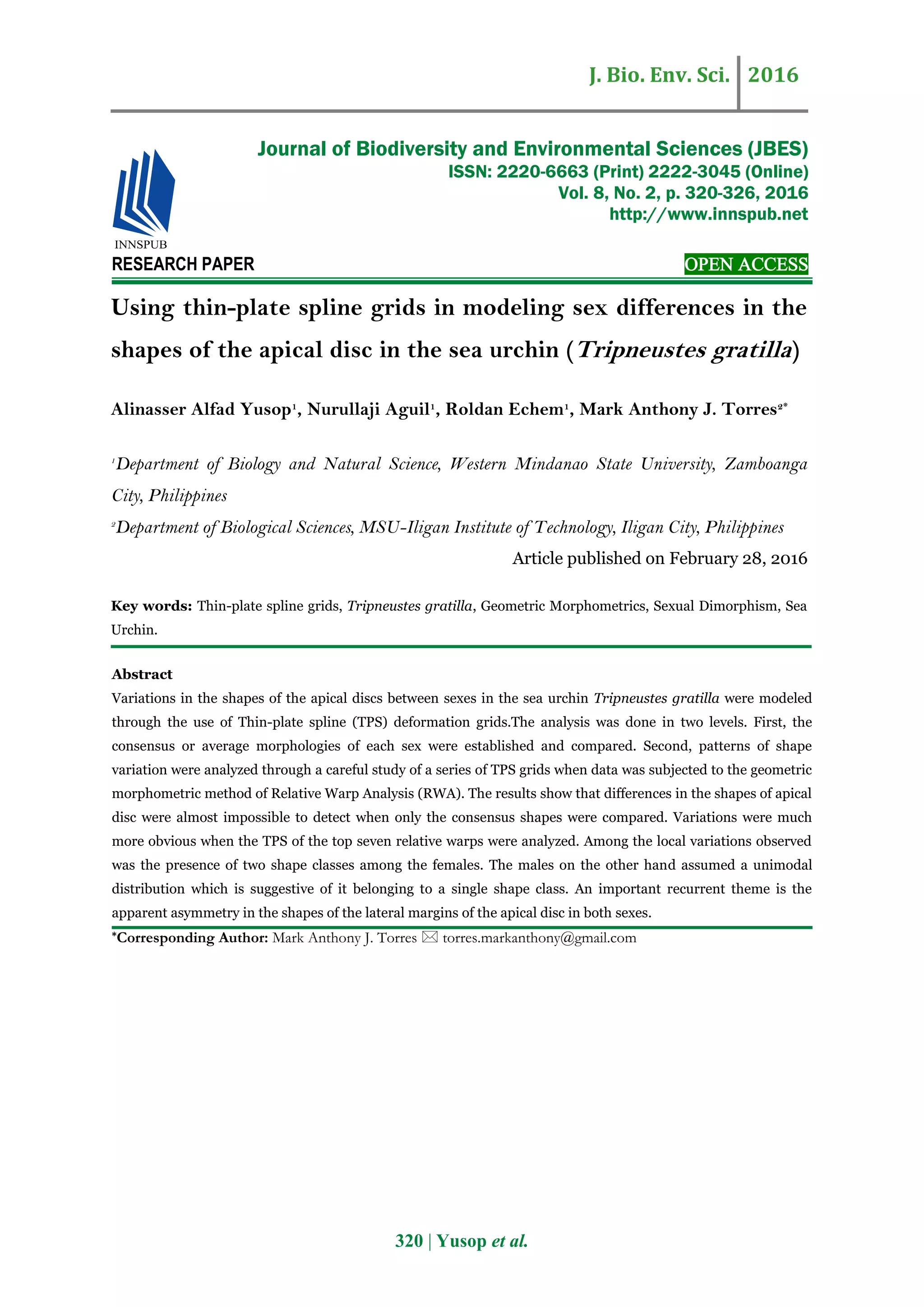 Using Thin-plate Spline Grids in Modeling Sex Differences in the Shapes ...