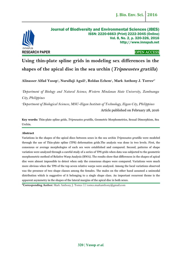 Using Thin Plate Spline Grids In Modeling Sex Differences In The Shapes Of The Apical Disc In