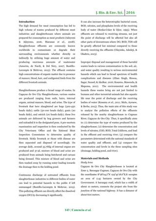 Slaughter waste effluents and river catchment watershed contamination ...