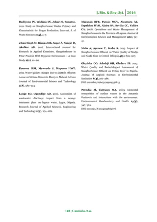 Slaughter waste effluents and river catchment watershed contamination ...