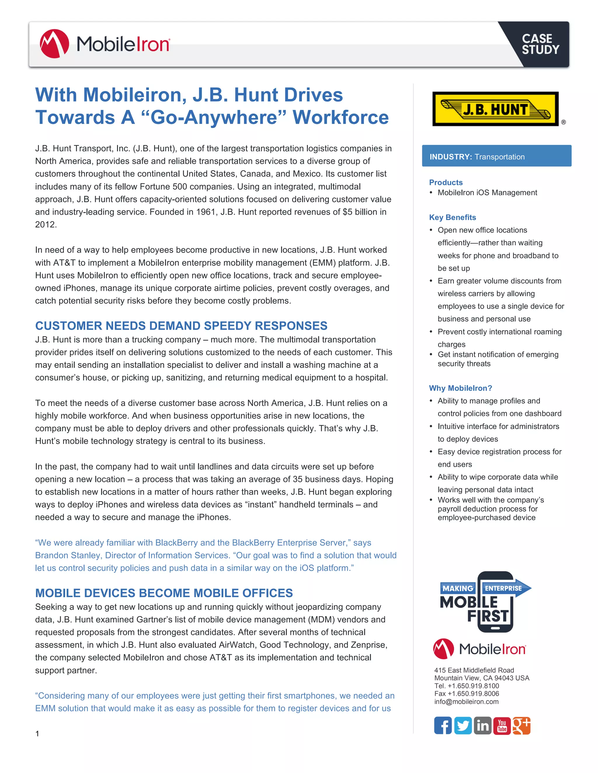 Jb hunt case study | PDF