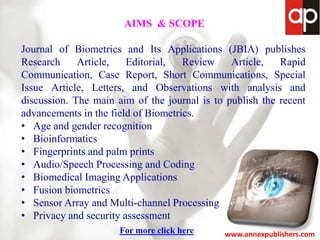 Biometrics and Its Applications (JBIA) | PPT