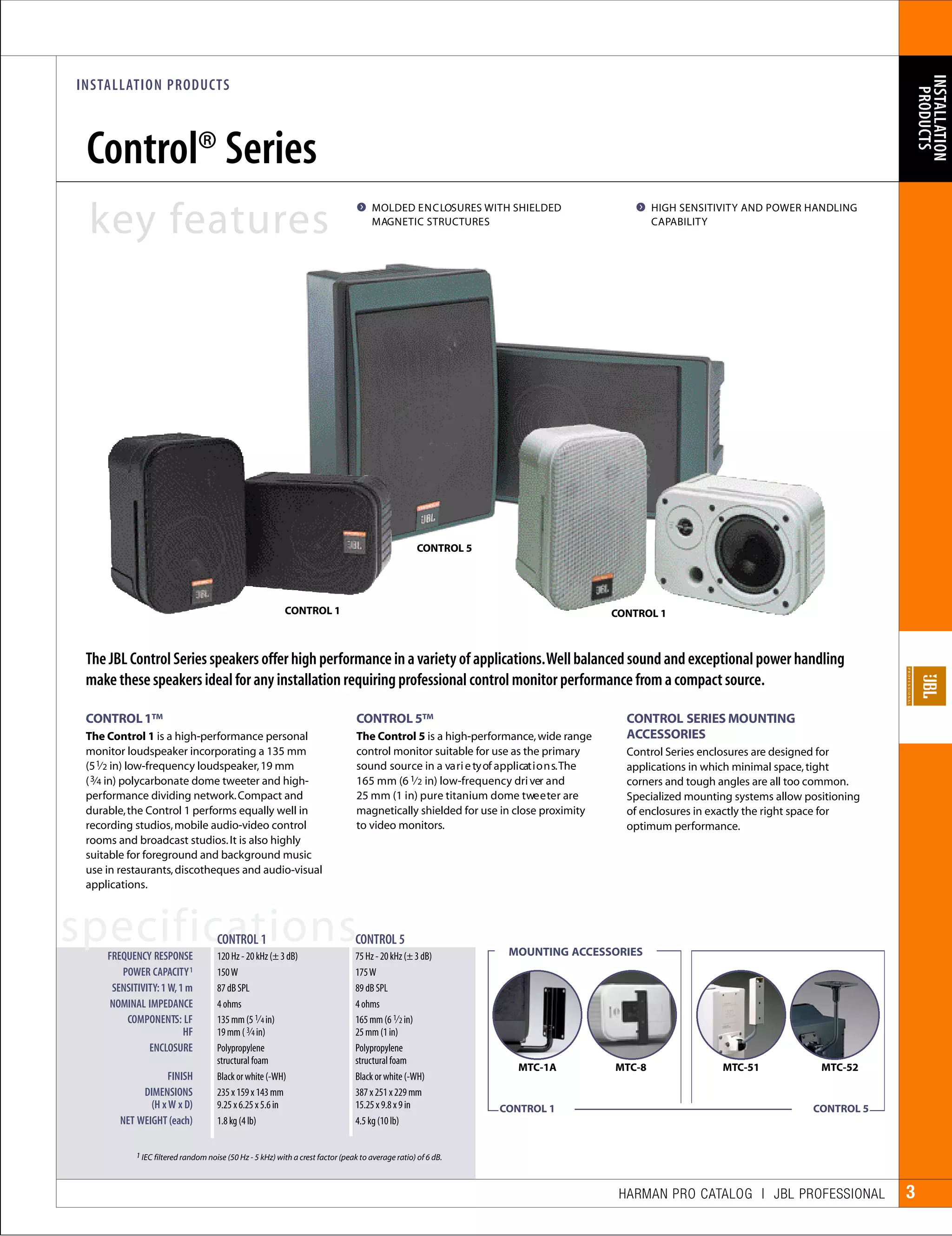JBL Control Series | PDF | Home Entertainment Systems | Consumer ...