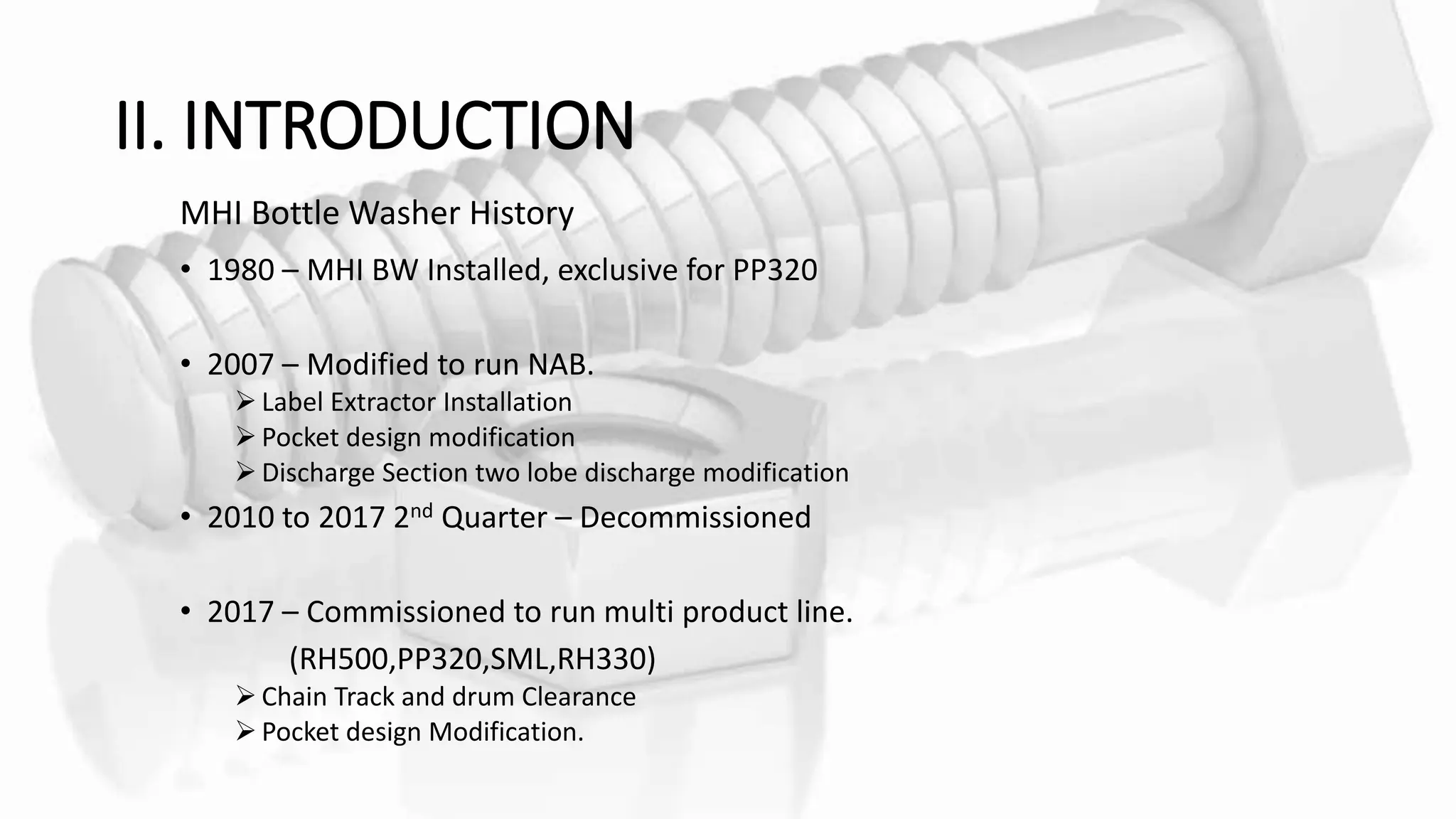 Technical presentation on MHI bottle washer | PPTX