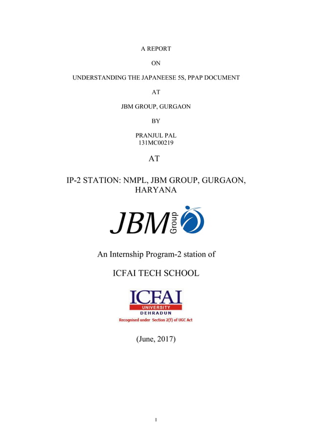 JBM-NMPL TRAINING REPORT,GURGAON | PDF | Business | Business and Finance