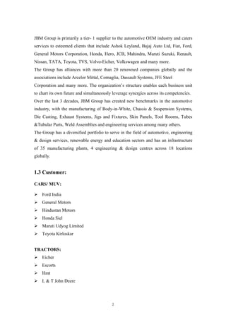 JBM-NMPL TRAINING REPORT,GURGAON | PDF