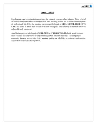 Summer training report on JBM | PDF