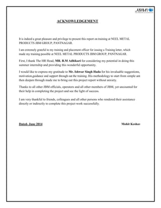 Summer training report on JBM | PDF