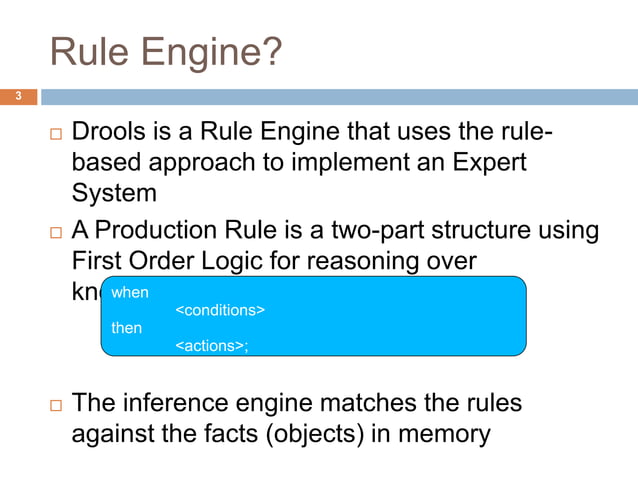 JBoss Drools - Pure Java Rule Engine | PPT