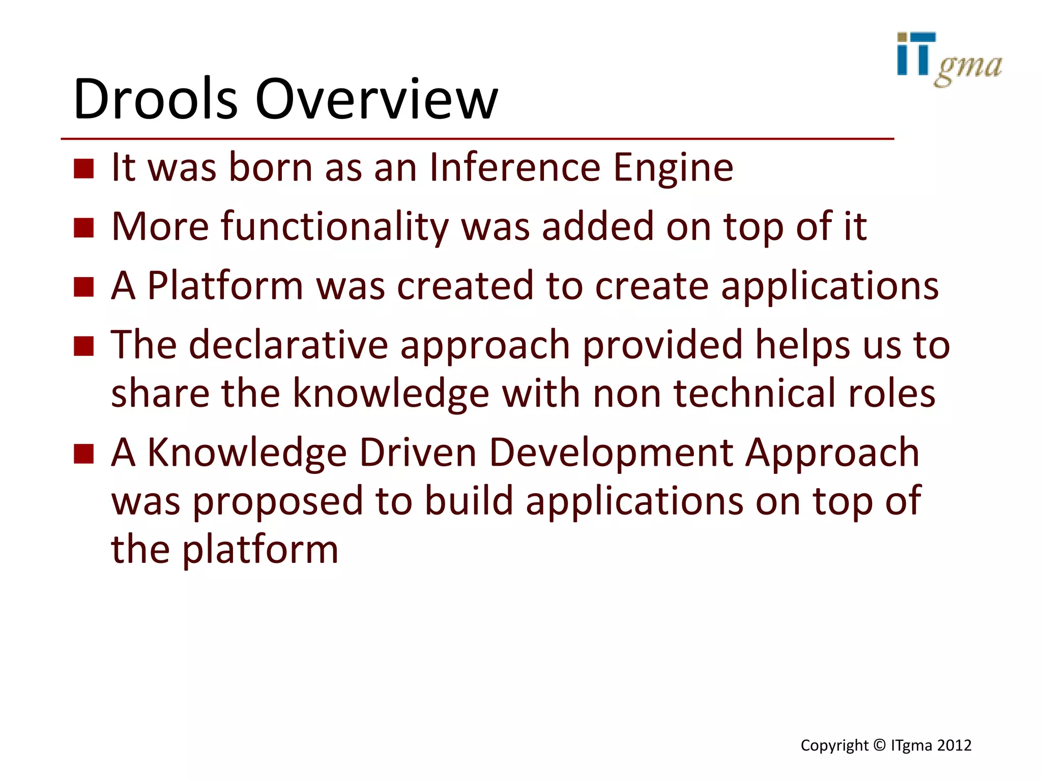 Jboss jbpm and drools 1 introduction to drools architecture | PPT