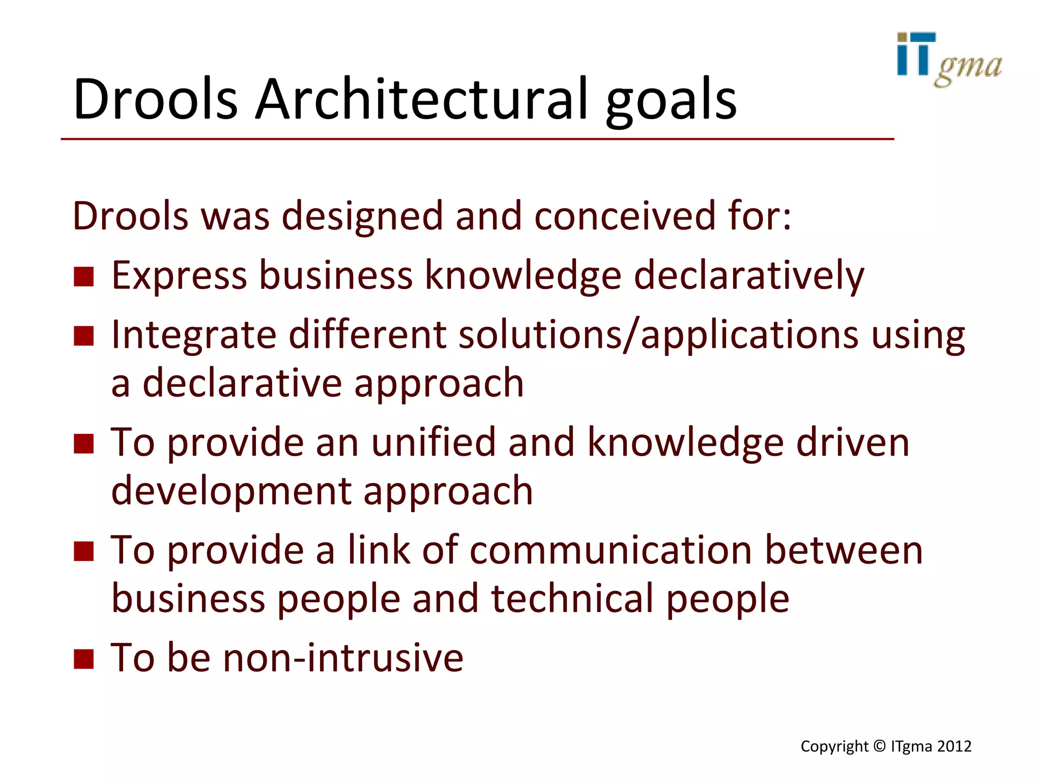 Jboss jbpm and drools 1 introduction to drools architecture | PPT