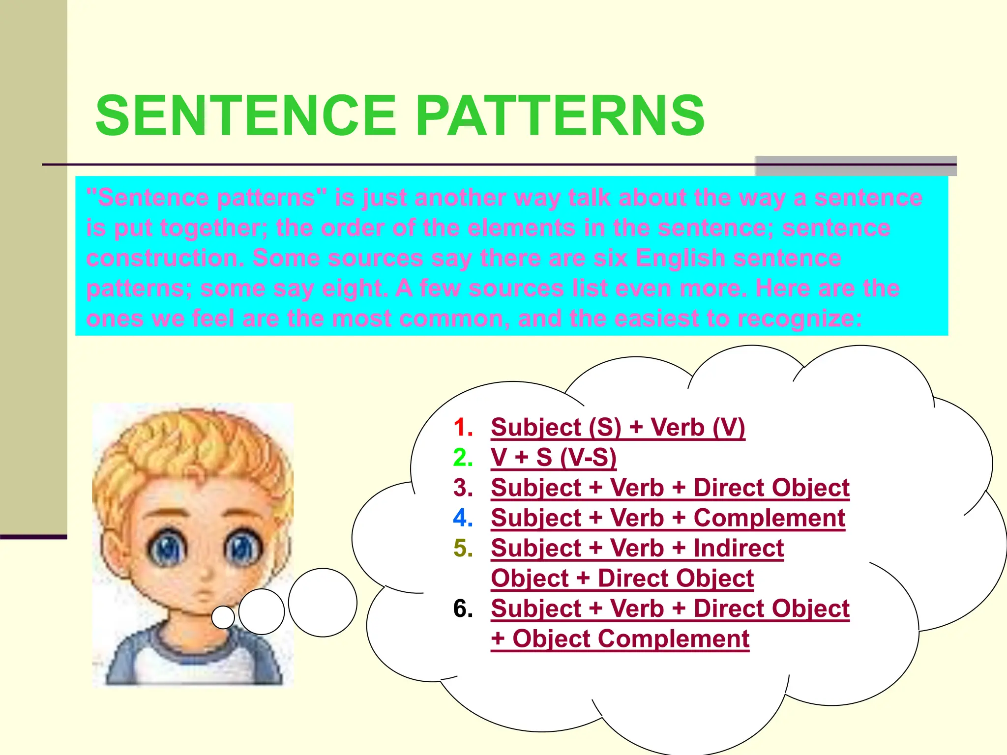Patterns of Sentences | PPT