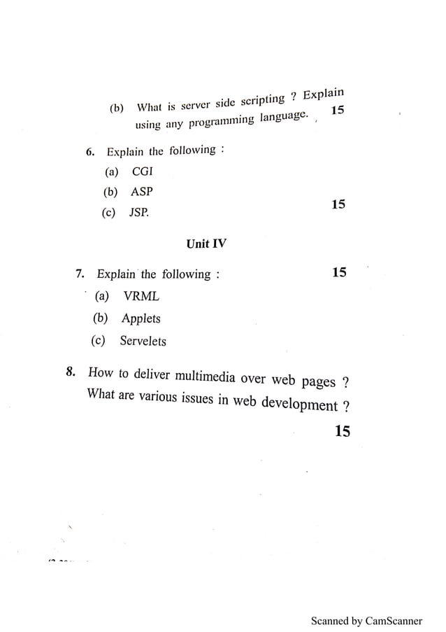 WT(WEB TECHNOLOGY) previous year question papers | PDF