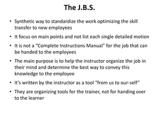 Developing Job Breakdown Sheets according TWI methodology | PPTX