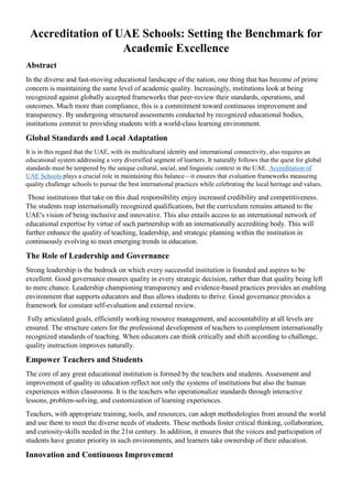 Accreditation of UAE Schools: Setting the Benchmark for Academic ...