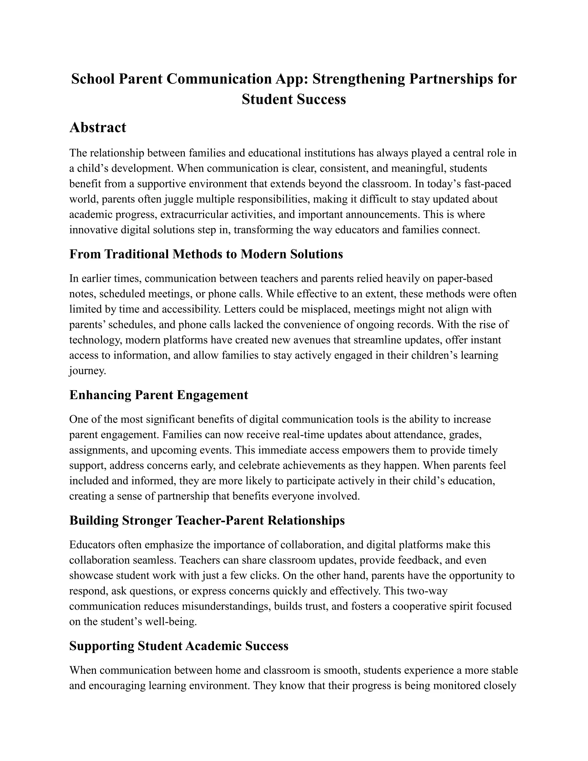 School Parent Communication App: Strengthening Partnerships for Student ...