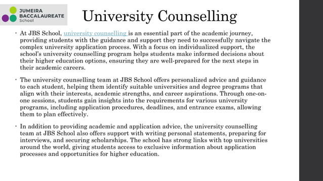 JBS- university counselling (DEC2).pptx University Counselling | PPT