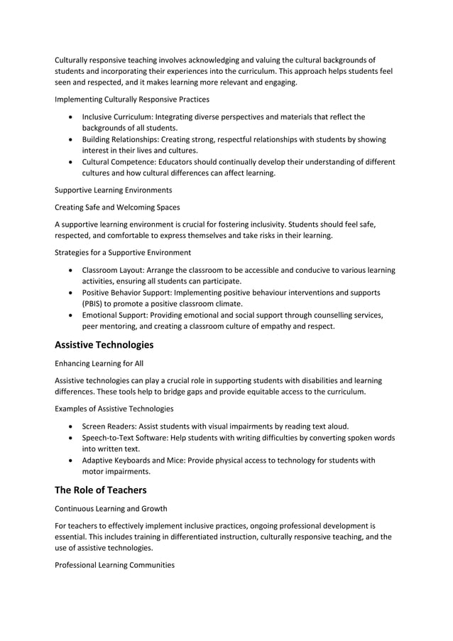 Building Inclusive Classrooms: Strategies for Modern Education | PDF