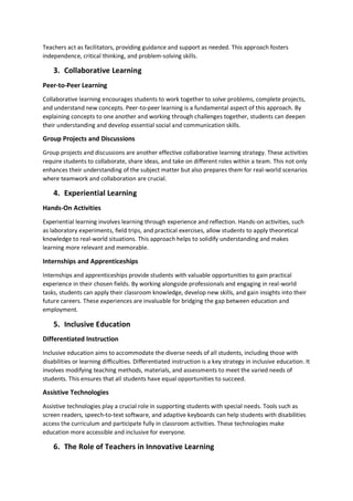 Innovative Learning: Transforming Education in the 21st Century | PDF