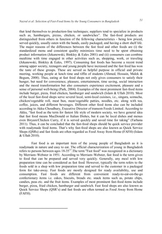 Selection of Fast-Food Items by the Young Consumers in Bangladesh | PDF