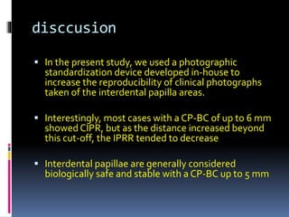 To evaluate the clinical efficacy of enhancing deficient interdental ...