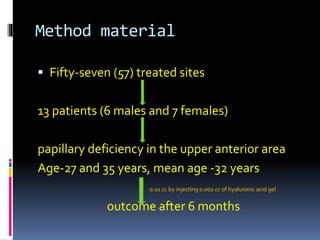 To evaluate the clinical efficacy of enhancing deficient interdental ...