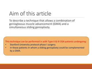 Genioglossus muscle advancement and simultaneous sliding genioplasty in ...